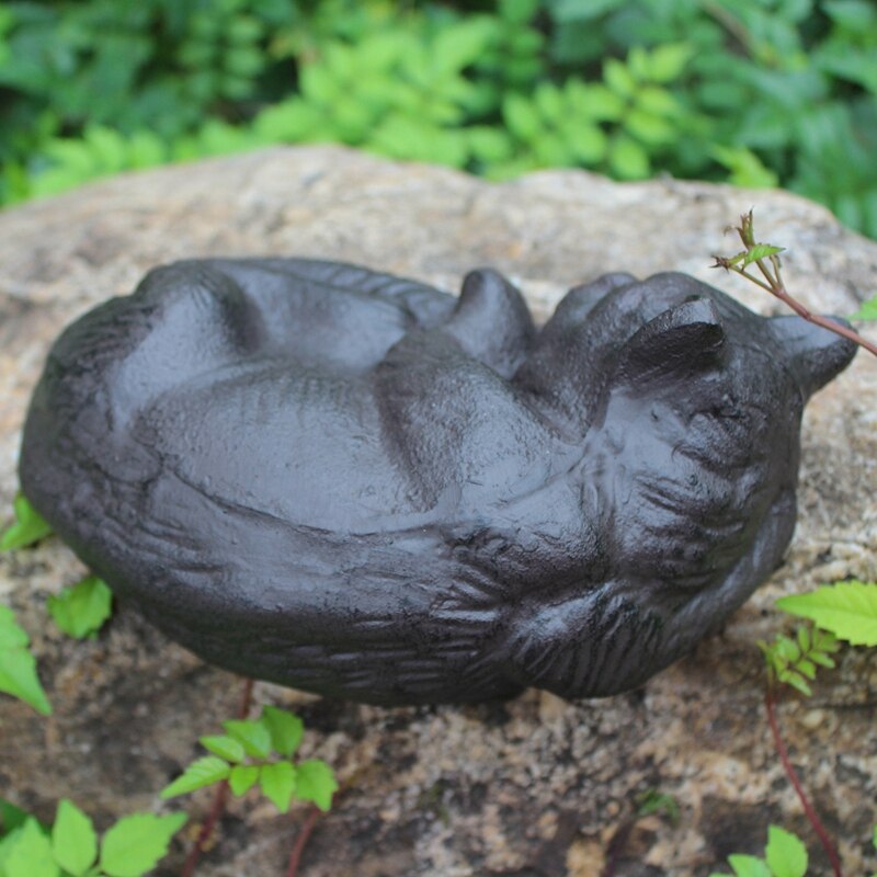 Antique Black Cast Iron Sleeping Cat Statue Europe... – Vicedeal