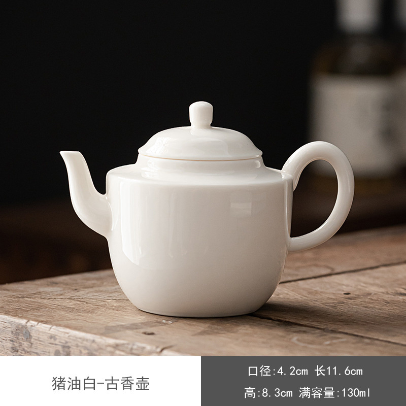 130ml Lard White Porcelain Teapot Single Pot Small... – Grandado