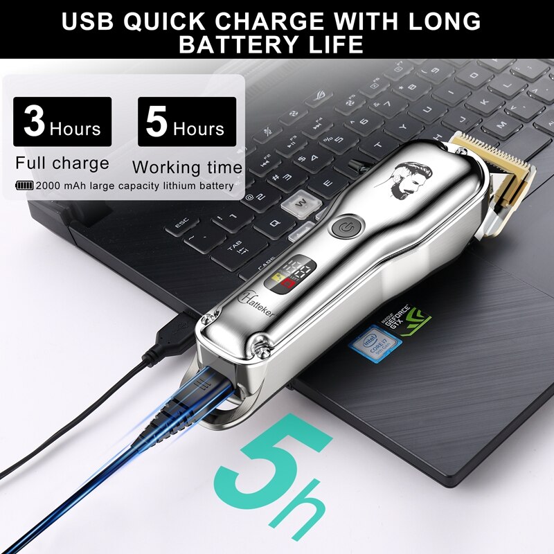 HATTEKER Hair Clippers Cordless Barber Hair Cuttin... – Grandado