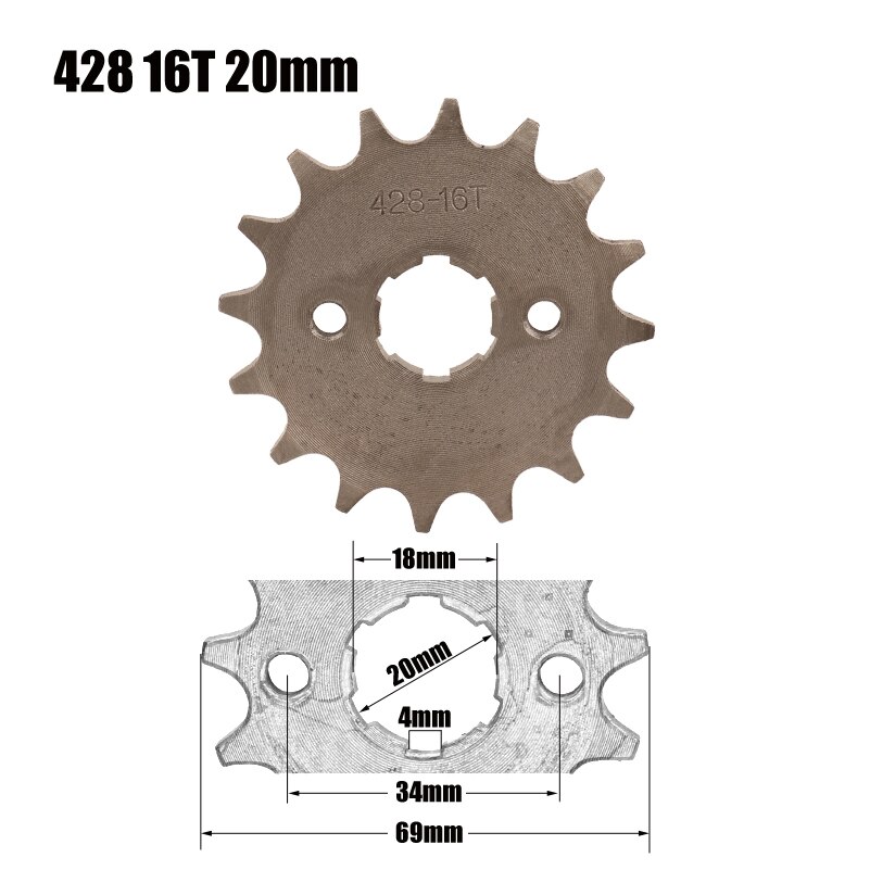 428 kedja 16t 17mm 20mm främre motorhjul för 50cc ... – Vicedeal