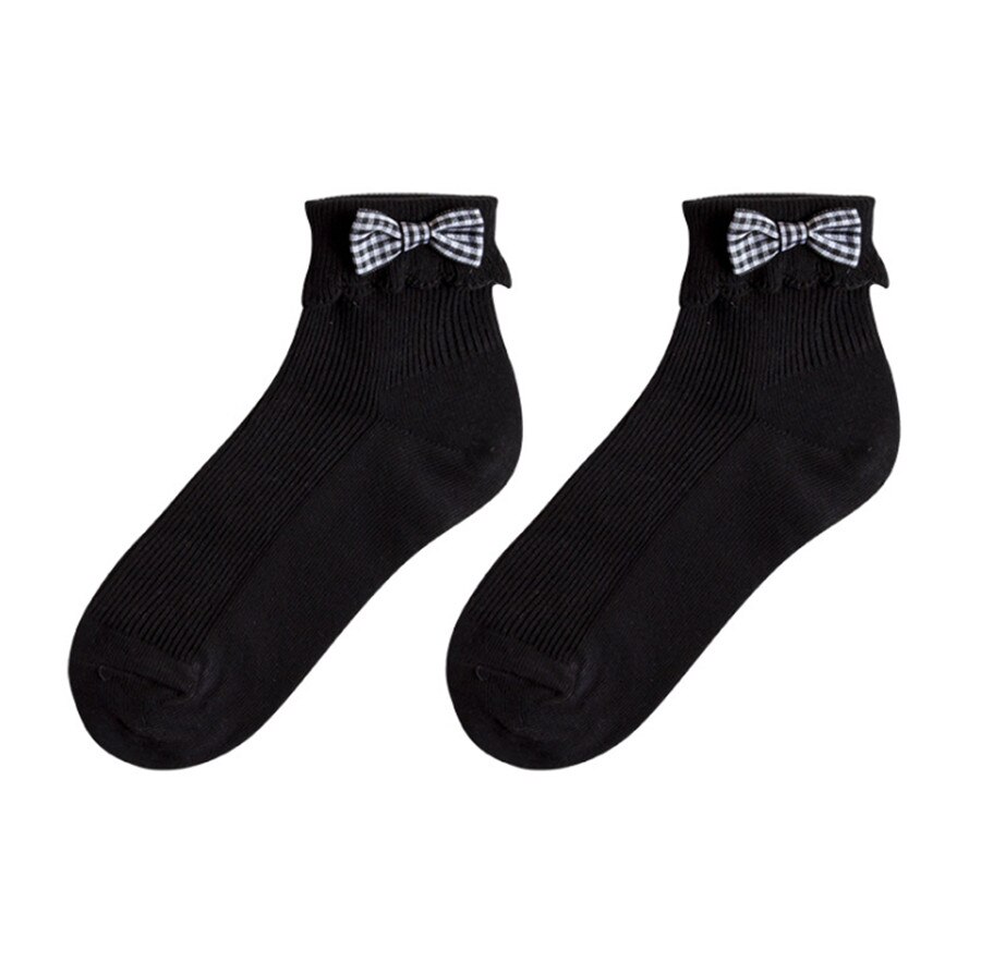 Lolita Solid Sock Woman Bowknot Kawaii Cotton Cute... – Grandado