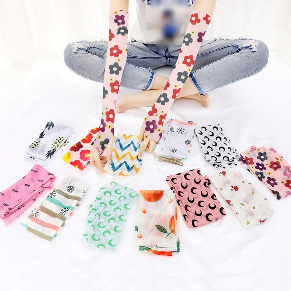 1 Pair Cute Printed Sunscreen Ice Sleeve Ice Silk ... – Grandado