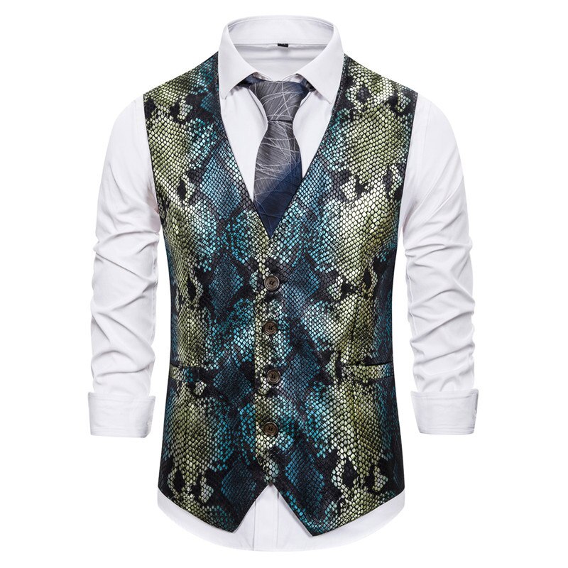 Silver Shiny Men Vest Fish-Scale Pattern Vest Men ... – Vicedeal