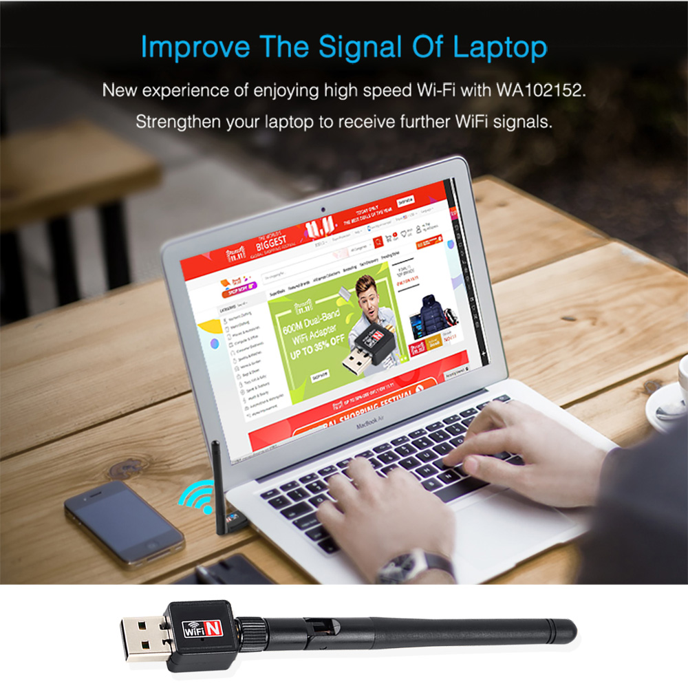 Mini usb wifi-adapter 150 mbps 2db wifi-dongles m... – Vicedeal