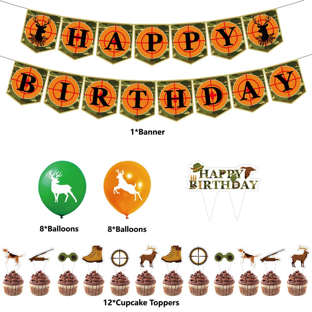 JOLLYBOOM Hunting Theme Birthday Party Decoration ... – Grandado