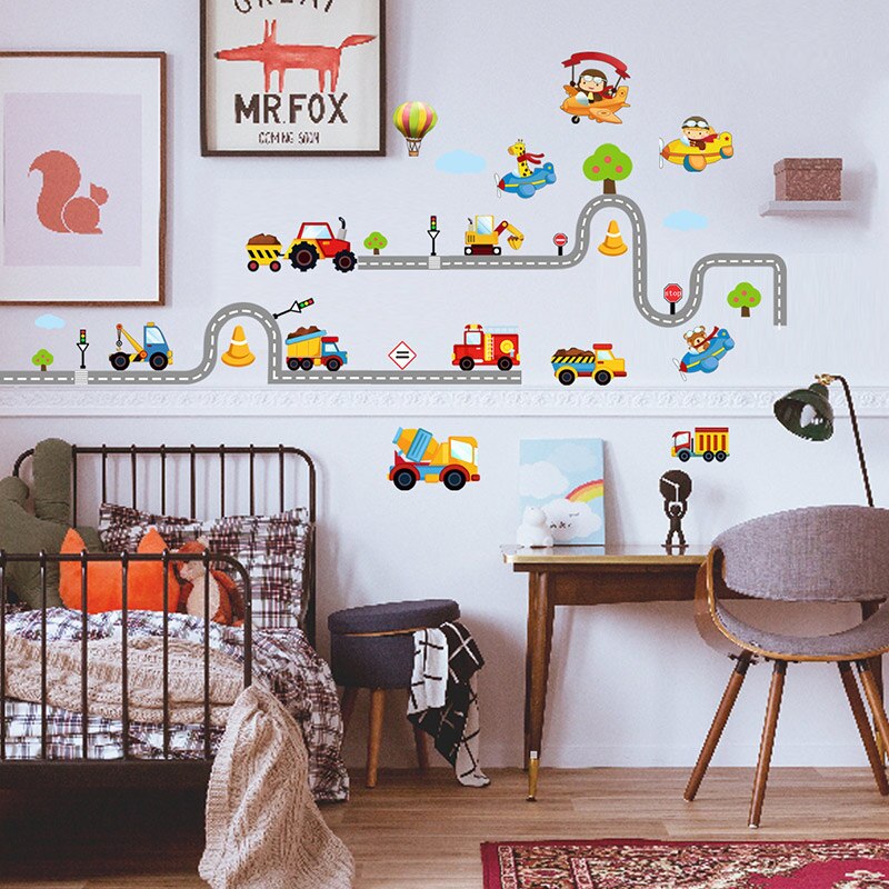 Cartoon Techniek Voertuig Muurstickers Voor Kinder... – Vicedeal