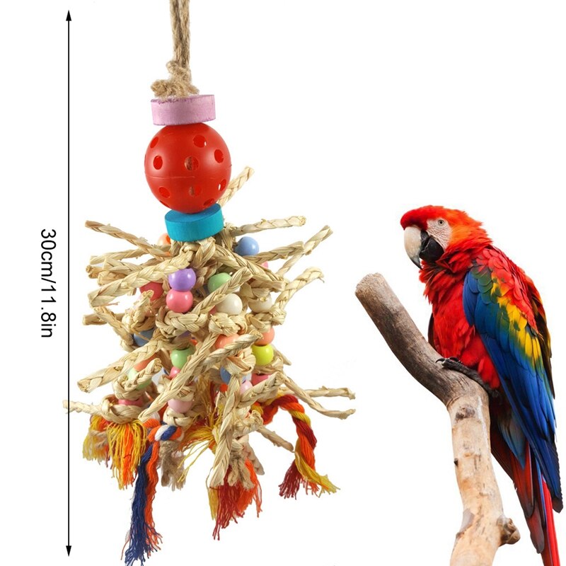 Colorful Bird Toys Natural Straw Parrot Interactiv... – Grandado