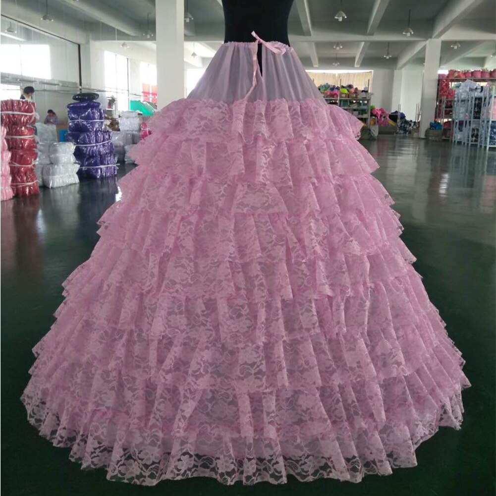 9 layers Pink lace ball gown petticoat Underwear W... – Grandado