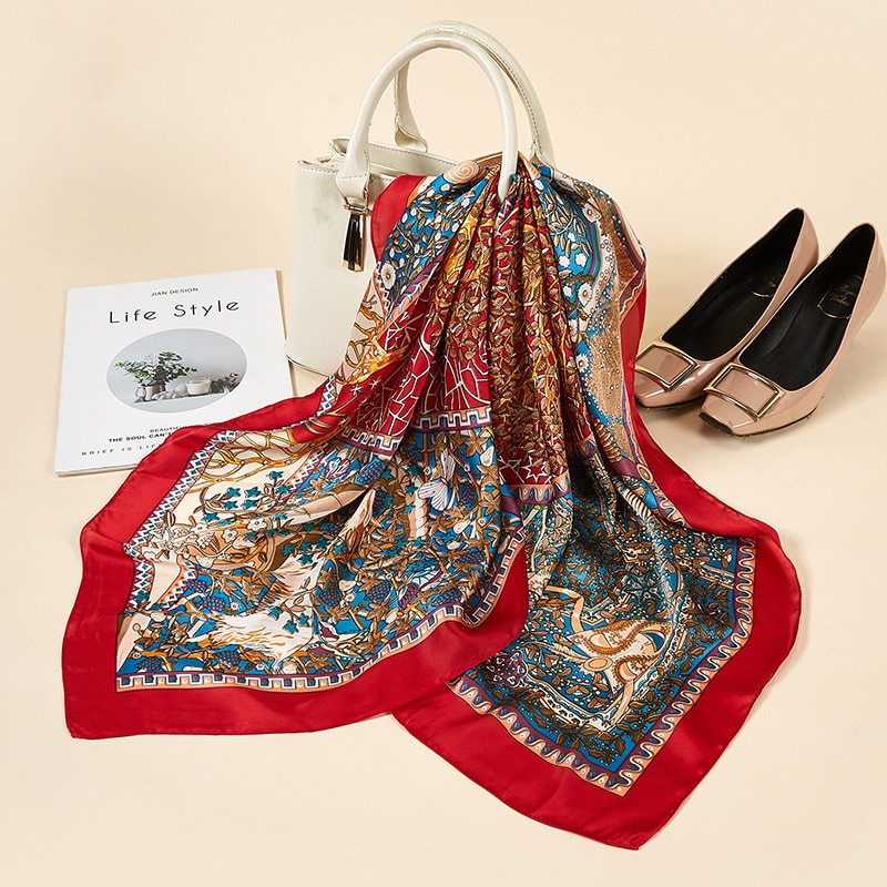 summer luxury brand silk scarf square women shawls... – Grandado