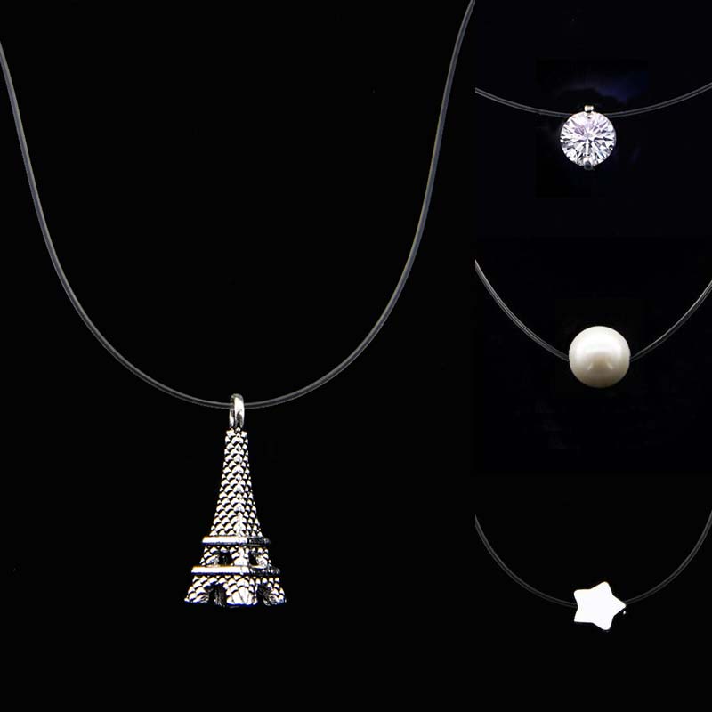 Transparent Fishing Line Necklaces Pearl Crystal P... – Grandado