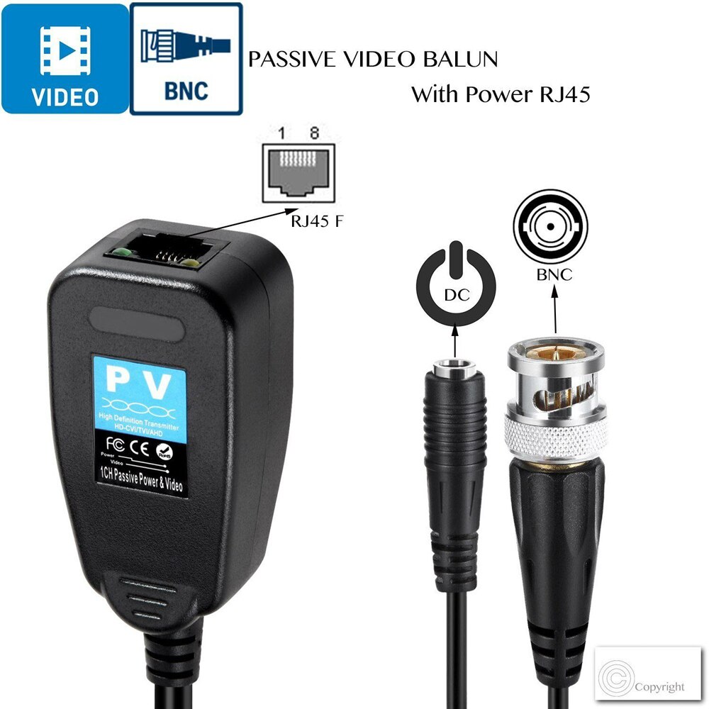 1ch passive balun rj45 cctv balun video balun tra... – Vicedeal