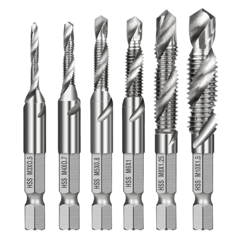 6pcs M3-M10 Screw Tap Drill Bits HSS Taps Counters... – Grandado