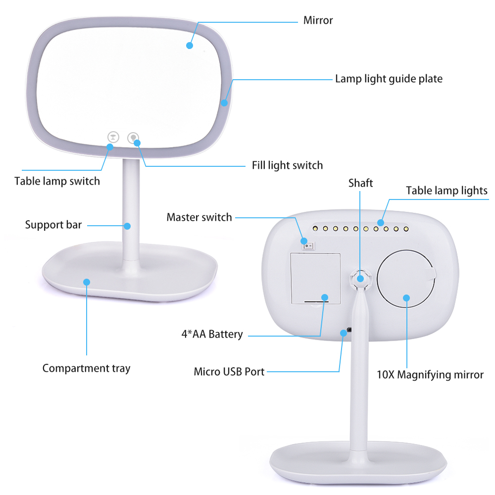 47 Led Vanity Lights 360 Roterende Desktop Spiegel... – Grandado