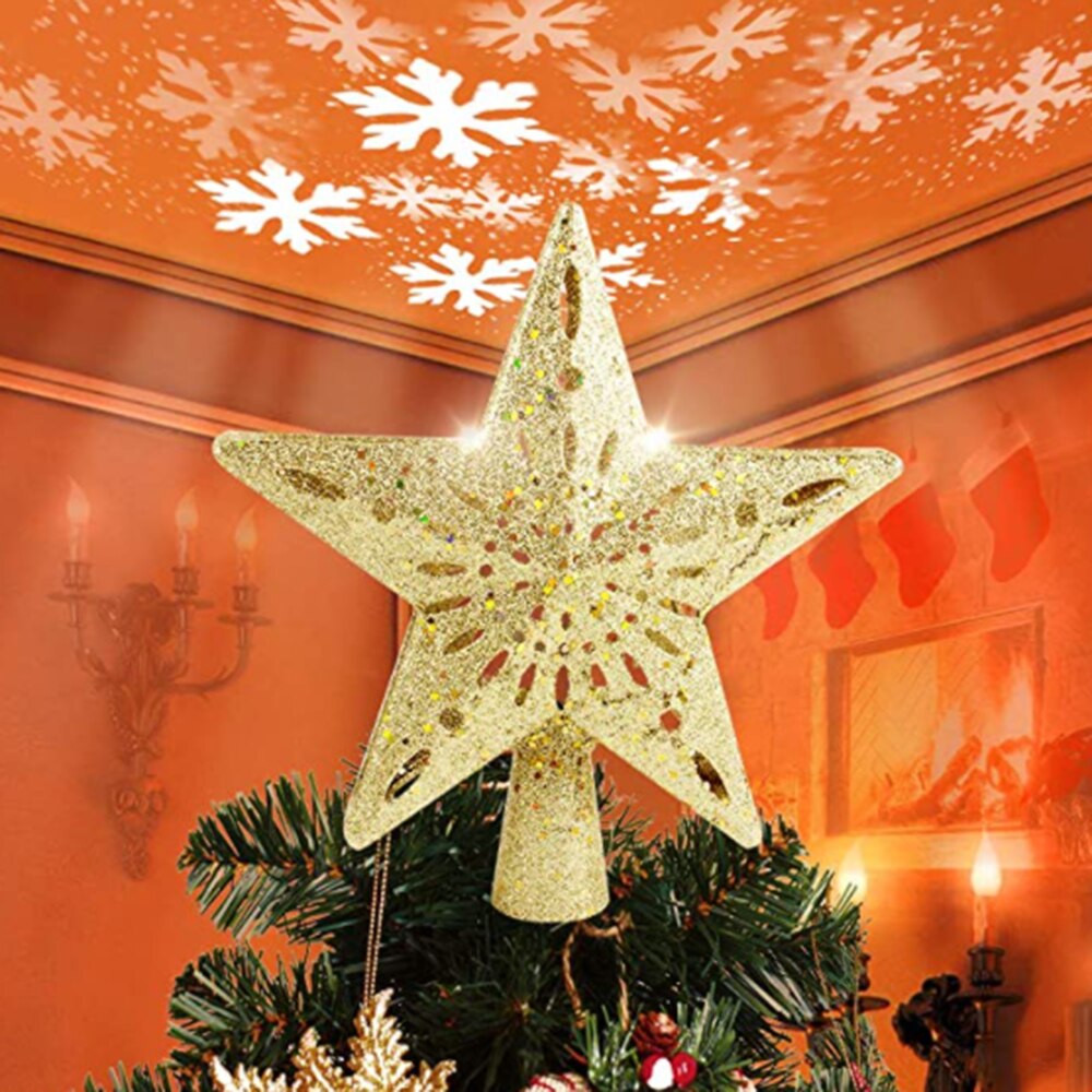 Christmas Tree Topper Star Top Snowflake Projector... – Grandado