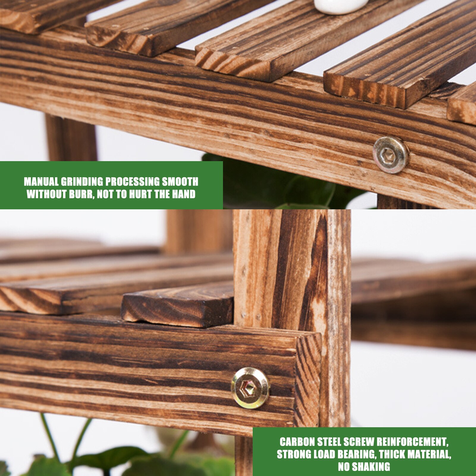 4 Tier Manual DIY Flower Pot Shelves Pine Wood Pla... – Vicedeal