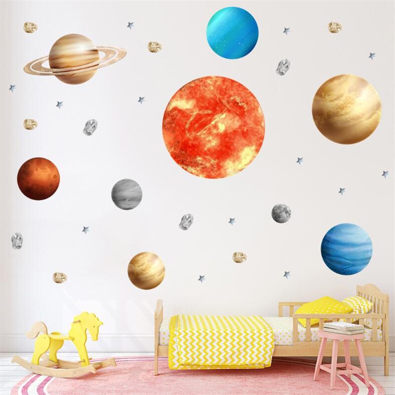 Nine planets in space wall sticker for kids room, ... – Vicedeal