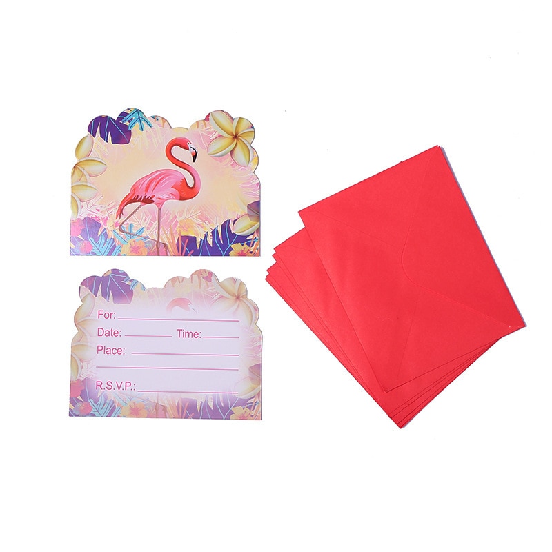 6pcs Flamingos Party Paper Invitation Card Birthda... – Vicedeal