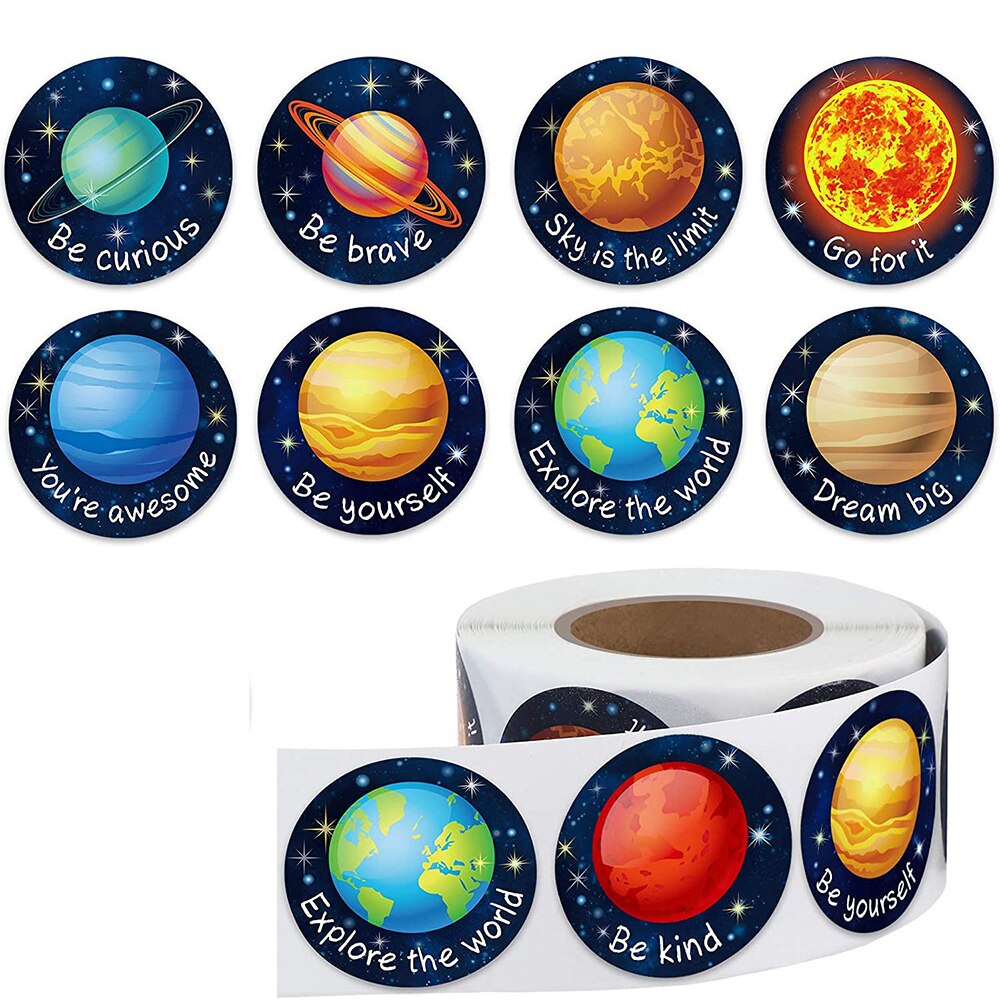 50-500Pcs Children Reward Stickers Cute Space Plan... – Grandado