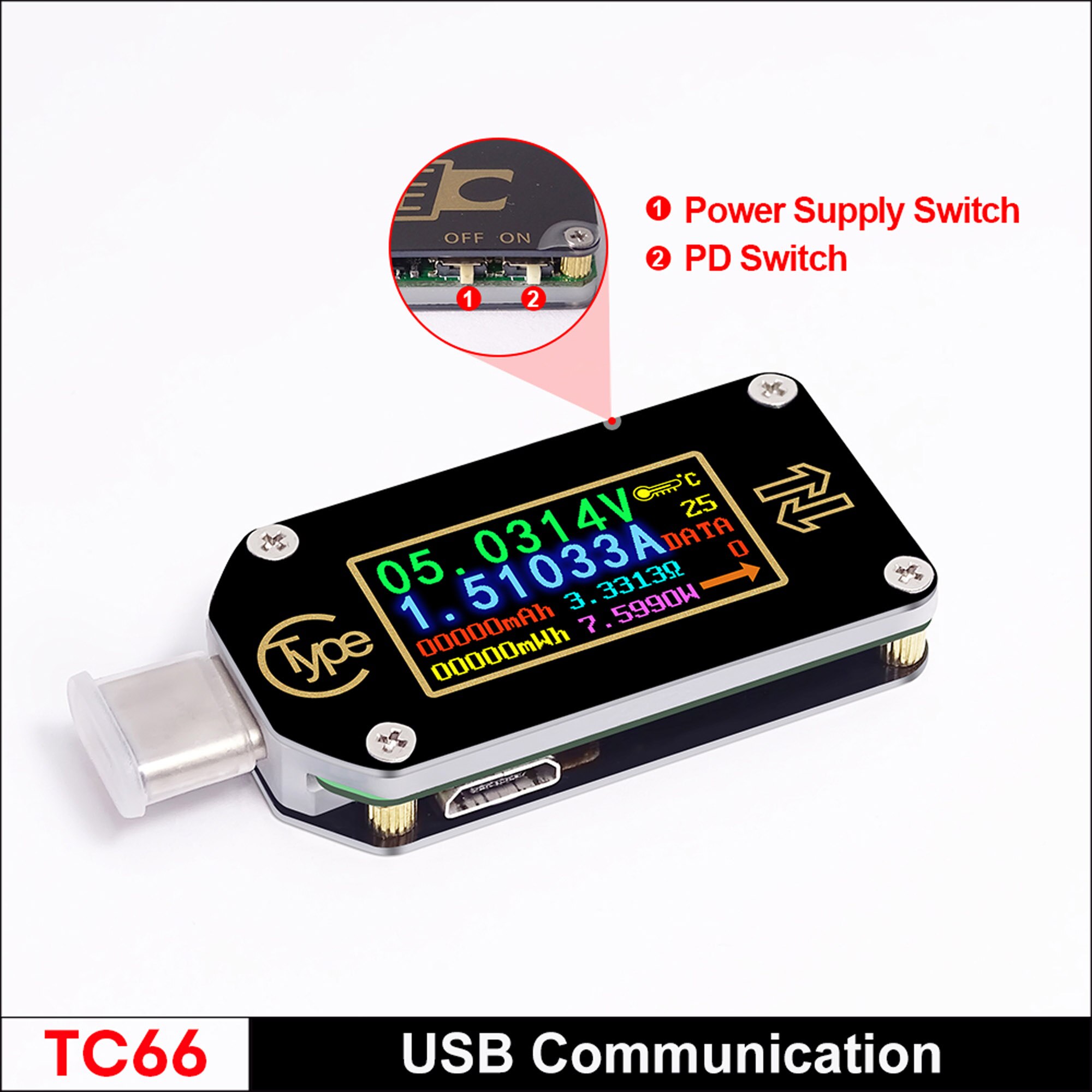 TC66/TC66C Type-C Pd Trigger USB-C Voltmeter Amper... – Grandado