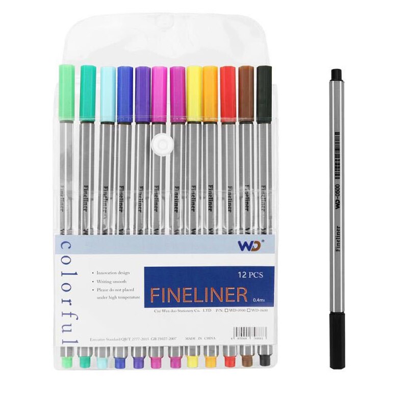 12 Kleuren Fineliner Set Tekenpen 0.4Mm Liner Penn... – Vicedeal