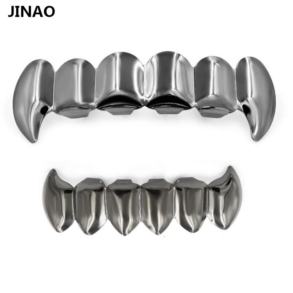 JINAO Gold Silver Plated HIP HOP Teeth Grillz Top ... – Grandado