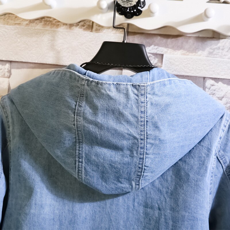 HOHO men's spring denim jacket hooded teenagers de... – Grandado