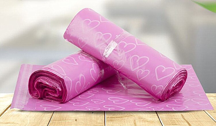 50pcs Red Heart Poly Mailing Express Bag Strong Ad... – Grandado