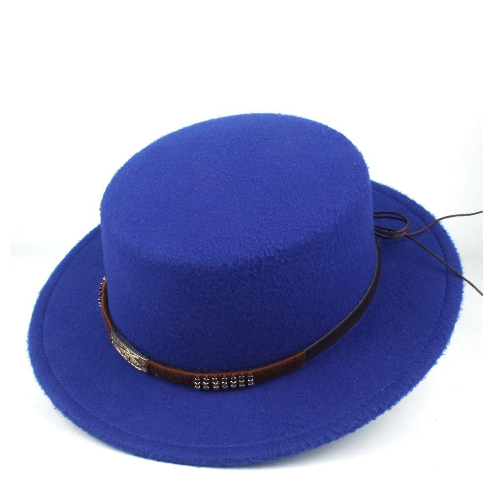 Unisex Men Women Flat Top Hat With Belt Retro Fedo... – Vicedeal