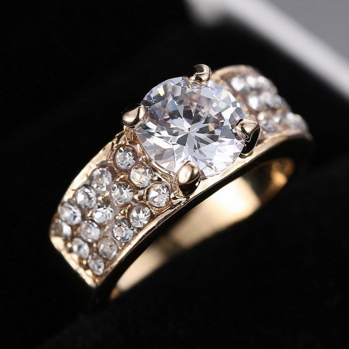 Vrouwen Trouwringen Crystal Ring Mooie Gouden Ring... – Grandado