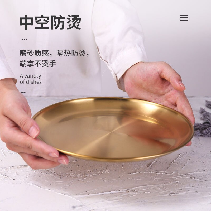 304 Stainless Steel Plate Golden Wire Drawing Tray... – Grandado