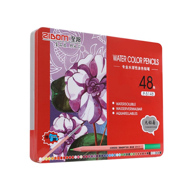 36/48 Color Water-soluble Colored Pencils Iron Box... – Grandado