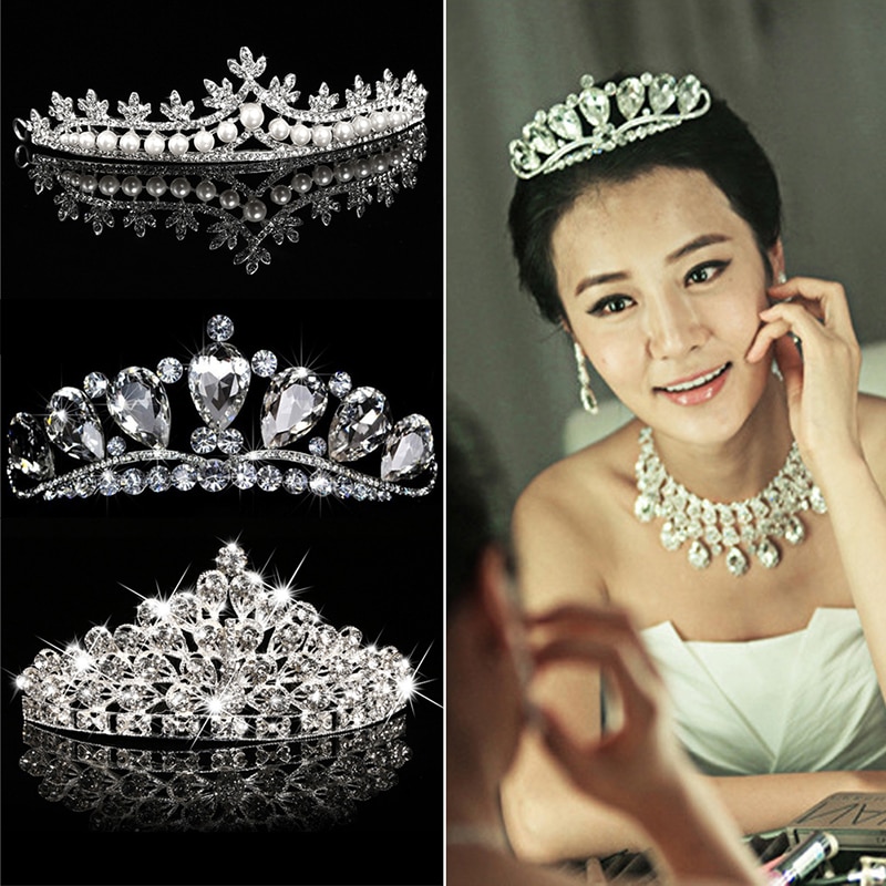 Gorgeous Tiaras And Crown Queen Diadem Shiny Cryst... – Grandado