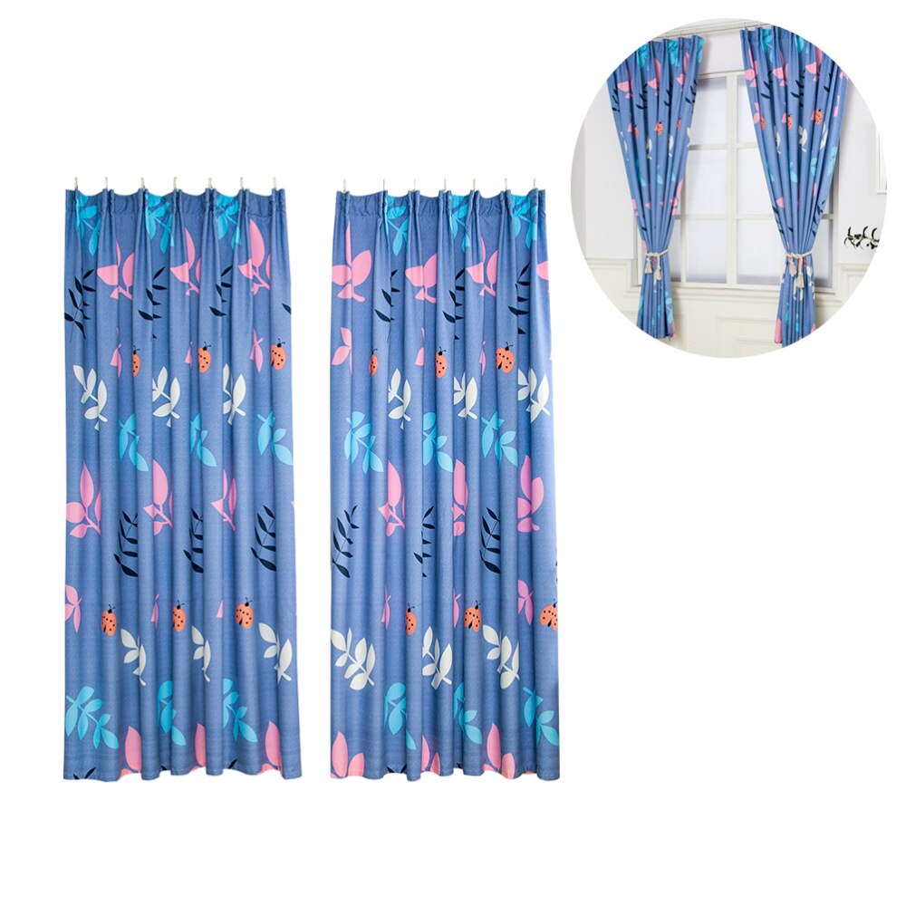 Sliding Colorful Leaves Printing Curtain Half Shad... – Grandado