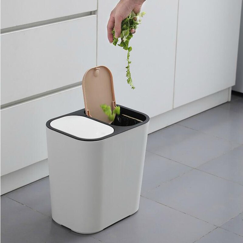 Kitchen Press Type Dry And Wet Sorting Trash Can P... – Grandado