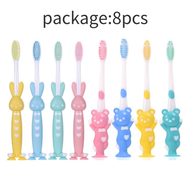 8 Pcs Cute Cartoon Kids Toothbrushes Colorful Chil... – Grandado