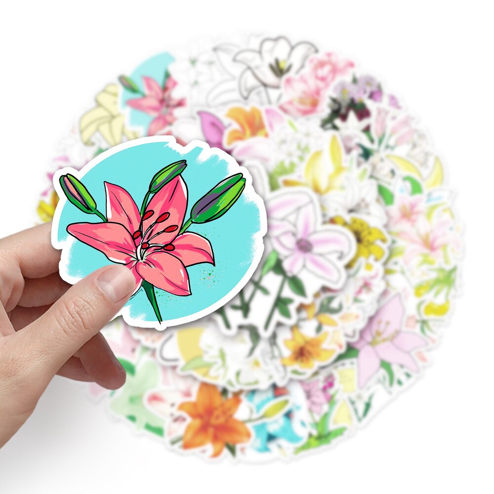 10/50PCS Garden Flowers Stickers Lily Flower Ins D... – Vicedeal