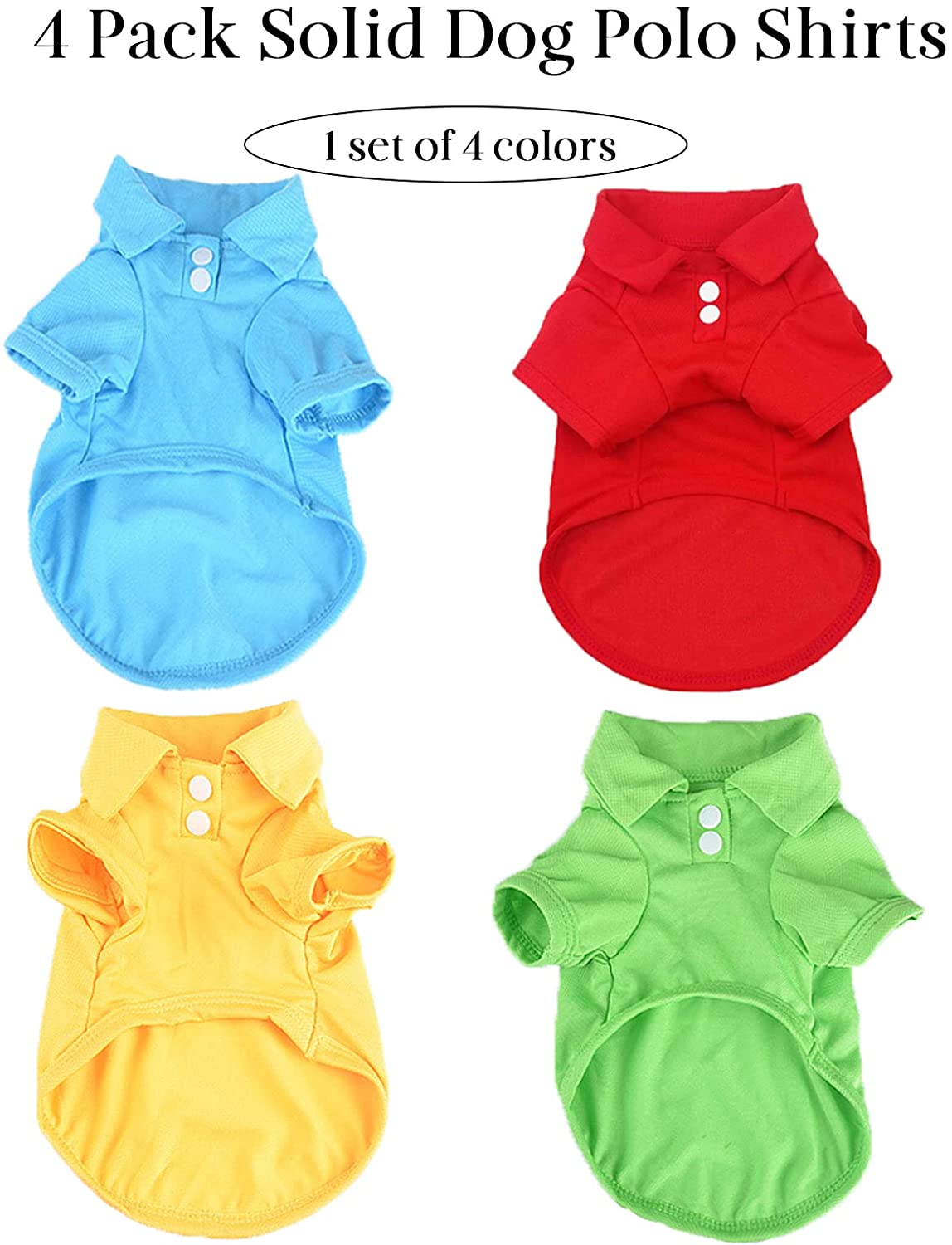 LVTUBANLV 4 Pack Solid Dog Polo Tshirts Shirts Pet... – Grandado