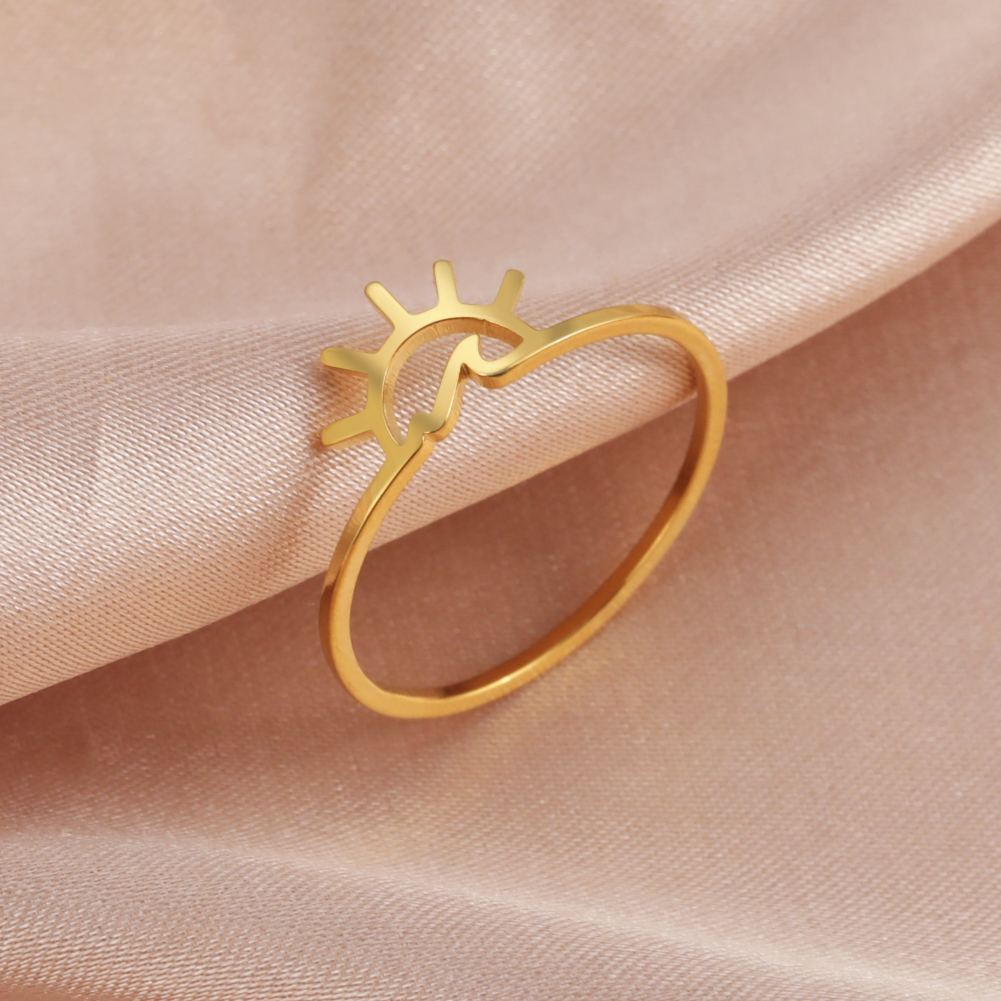 Cazador Summer Sun Wave Rings for Women Stainless ... – Grandado