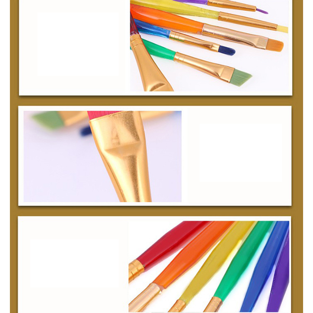 6Pcs Different Sizes Childrens Paint Brushes Color... – Grandado