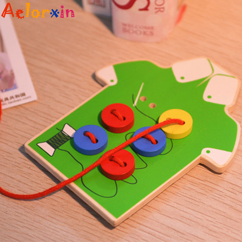 Wooden Toys Threading Seam Button Board Beaded Blo... – Vicedeal