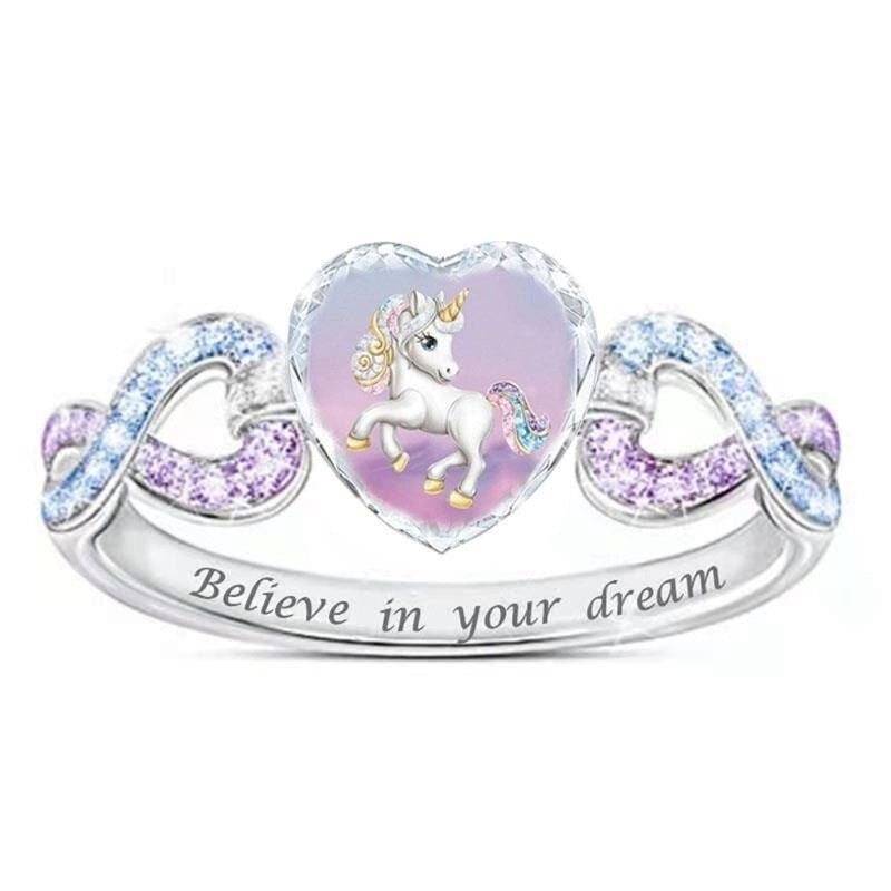 Crystal Heart Unicorn Ring Aesthetic Rings Trendy ... – Vicedeal