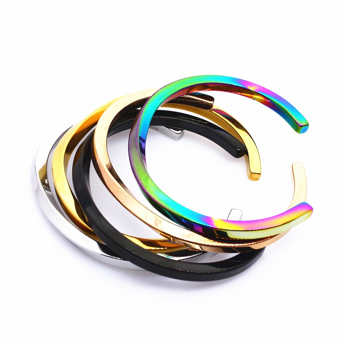 Simple C-shaped Bracelet Titanium Steel Open Bangl... – Grandado