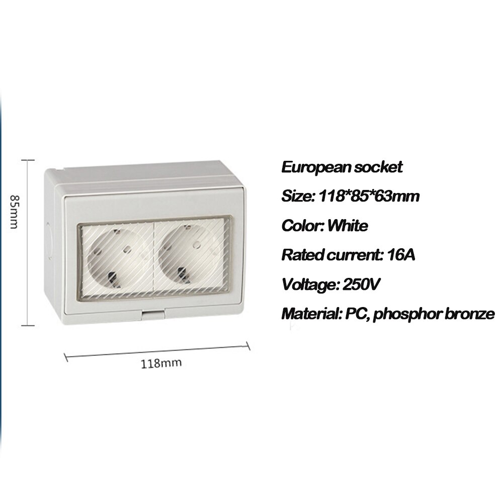 Wall Socket EU Dual Power Outlet Outdoor Electrica... – Grandado