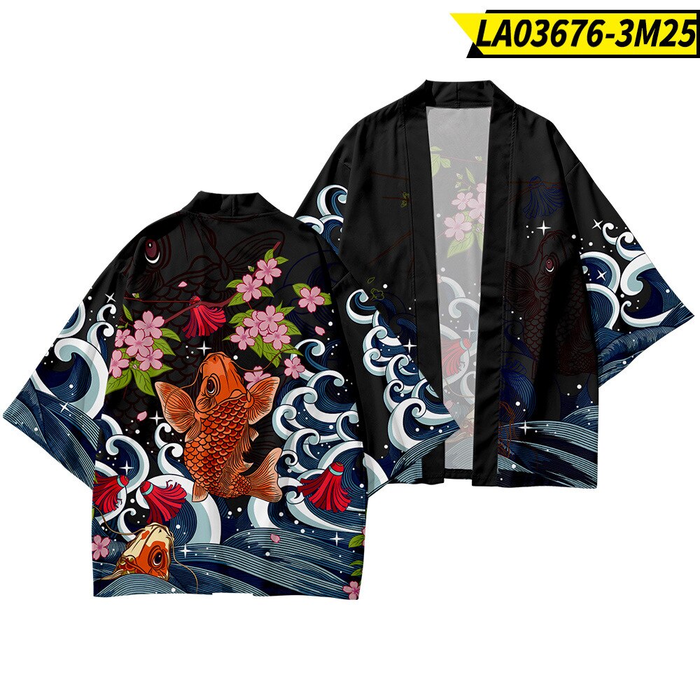 Fish Kimono Men Women Cardigan Haori Obi Asian Clo... – Grandado
