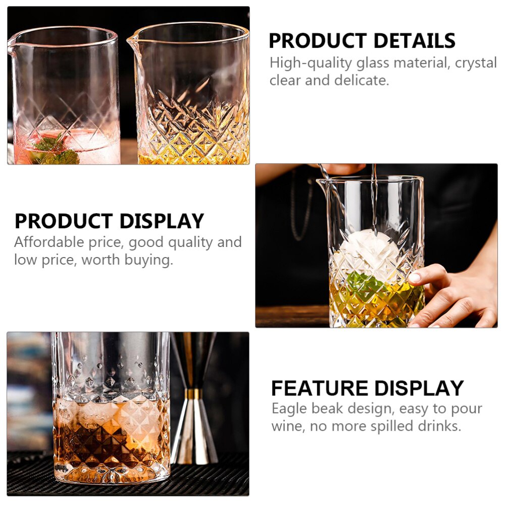 1Pc 700ML Cocktail Mixing Glass Thick Bottom Cryst... – Vicedeal