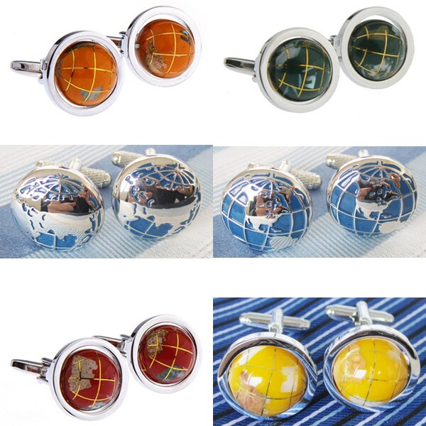 Trendy World Map Globe Cufflink Cuff Link 1 Pair B... – Grandado