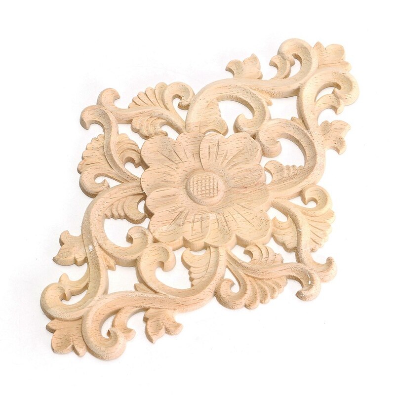 Modern Flower Pattern Wood Carved Unpainted Wood O... – Grandado