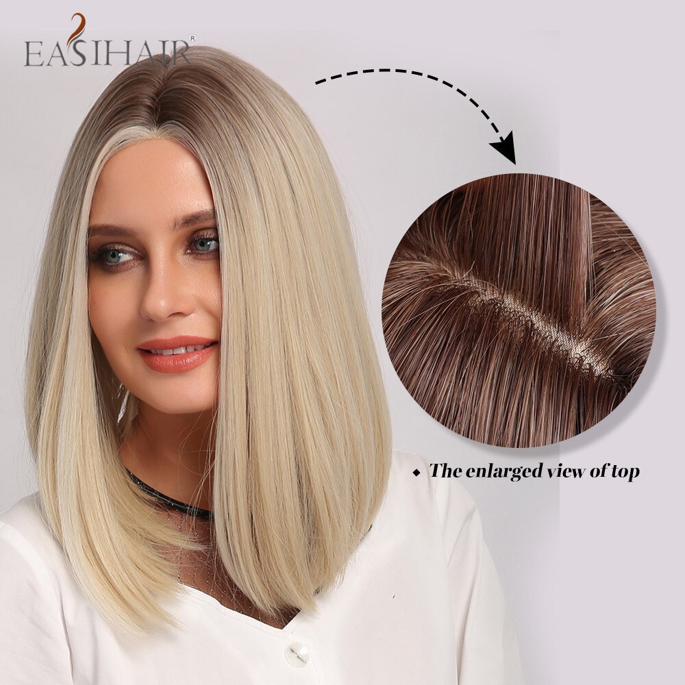EASIHAIR Ombre Brown Blonde BoBo Synthetic Wigs Ha... – Grandado