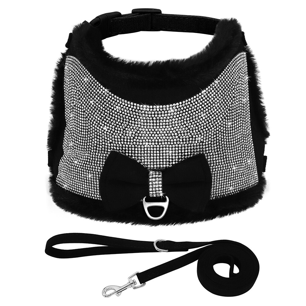 Rhinestone Dog Harness and Leash Set Soft Warm Pet... – Grandado