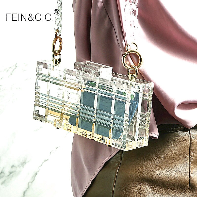 Clear acrylic clutch women transparent bag plastic... – Grandado